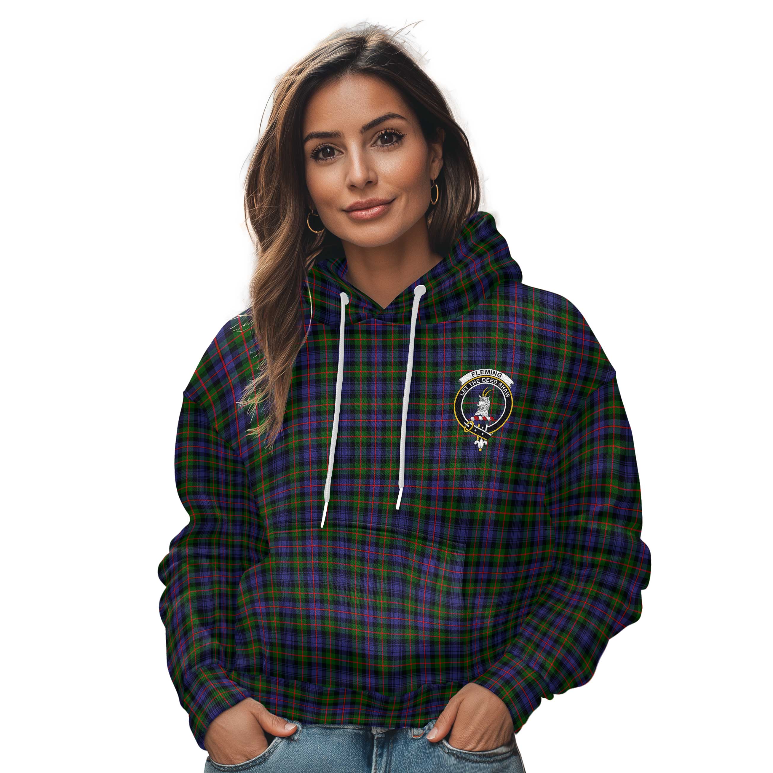 Clan Fleming Tartan Women Hoodie Crest And Plaid Basic Style – Tartan Clans