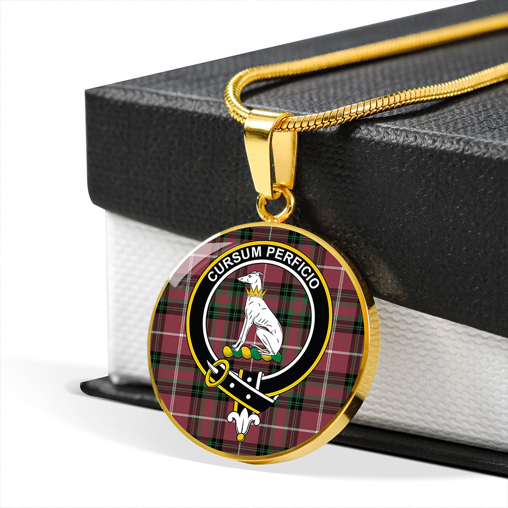 Hunter of Bute (Hunter Maroon) Ancient Tartan Crest Circle Necklace ...